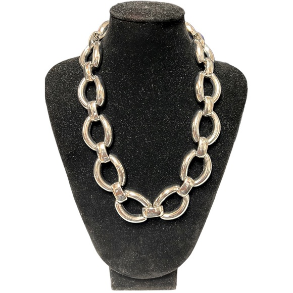Chico's | Jewelry | Chico Chucky Silver Tone Chain Link Necklace | Poshmark